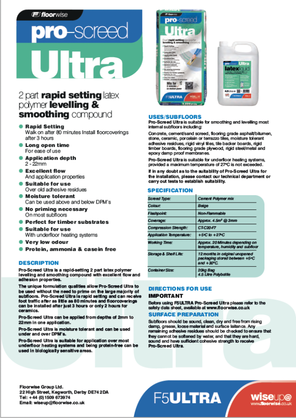 F5ULTRA - Pro-Screed Ultra - Floorwise